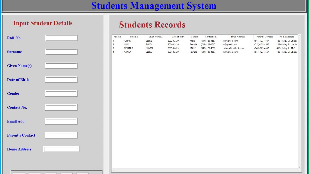 How to create Students Data Records using Python GUI