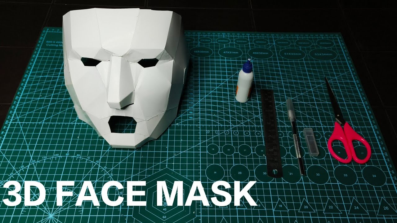 DIY 3D PAPER FACE MASK - PDF TEMPLATE FOR 3D PAPER FACE MASK | STEP BY STEP.