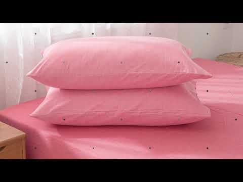 NTBAY Washed Cotton Pillowcases, 2 Pack Breathable Yarn Dyed Solid Envelope Closure Pillowcases