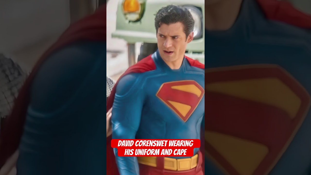 SUPERMAN: David Corenswet wearing his uniform and cape as Superman has just been revealed