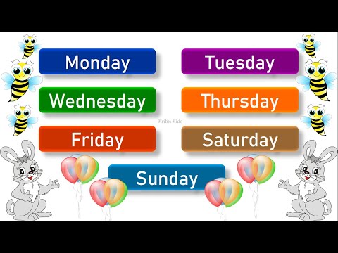 Days of the Week with spellings, Learn days of the week with spelling easily for Kids,Sunday Monday