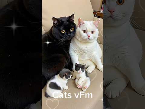 Family of white cats and black cats! 😍| #cat