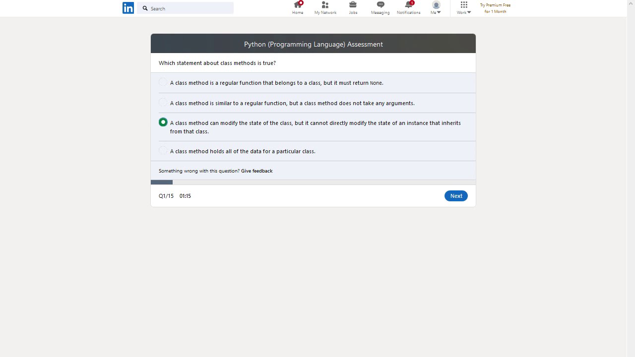 LinkedIn Python (Programming Language) Assessment Test