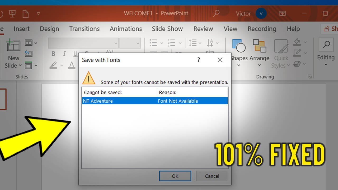 Some of your fonts cannot be saved with the presentation in Ms PowerPoint - How To Fix Error ⚠️✅