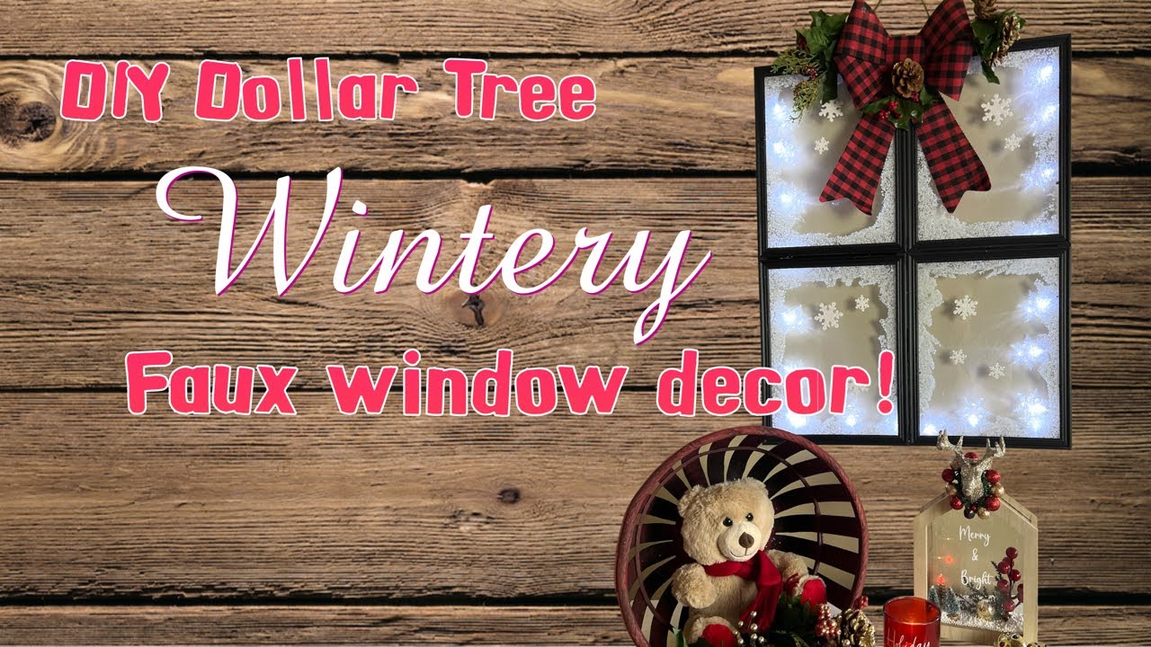 DIY wintery window frame made from dollar tree items! #diy #craft #dollartree