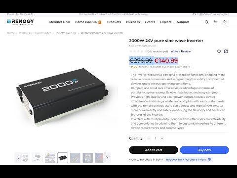 Renogy 2000W 24V 230v 50-60hz inverter unboxing