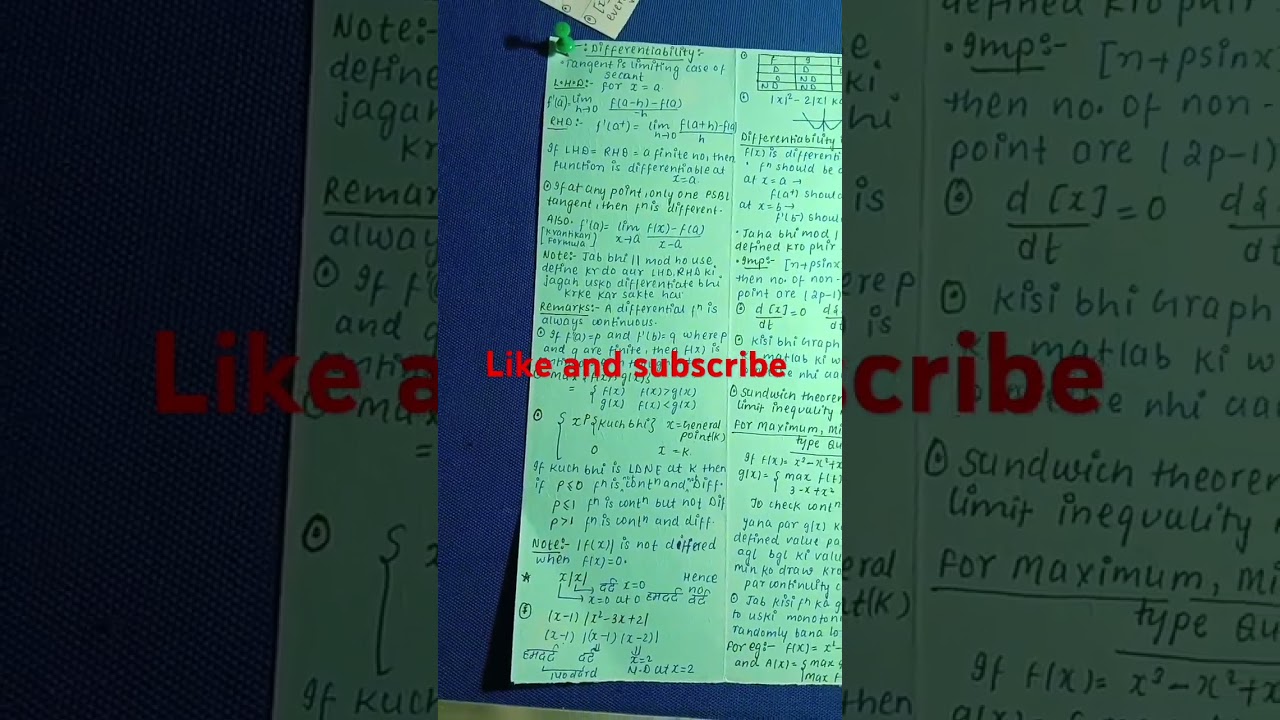 Continuity and  Differentiability short notes # jee # board