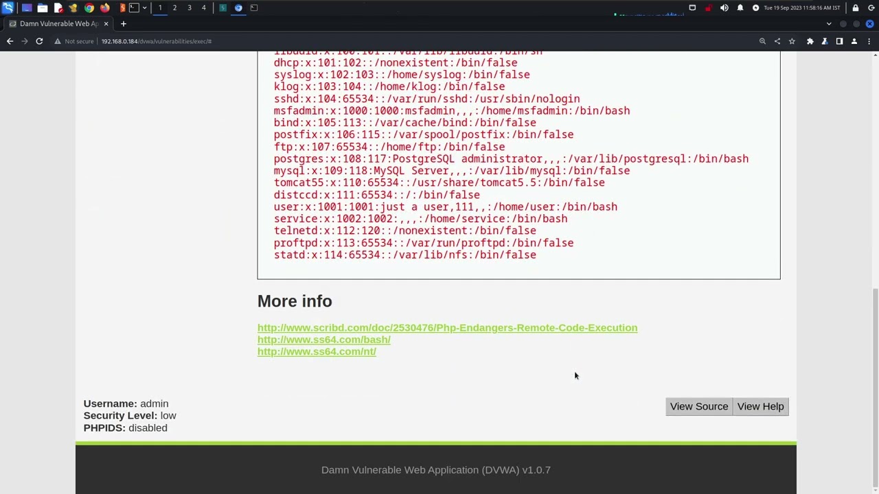 Command Execution | DVWA | LOW, MEDIUM & HIGH