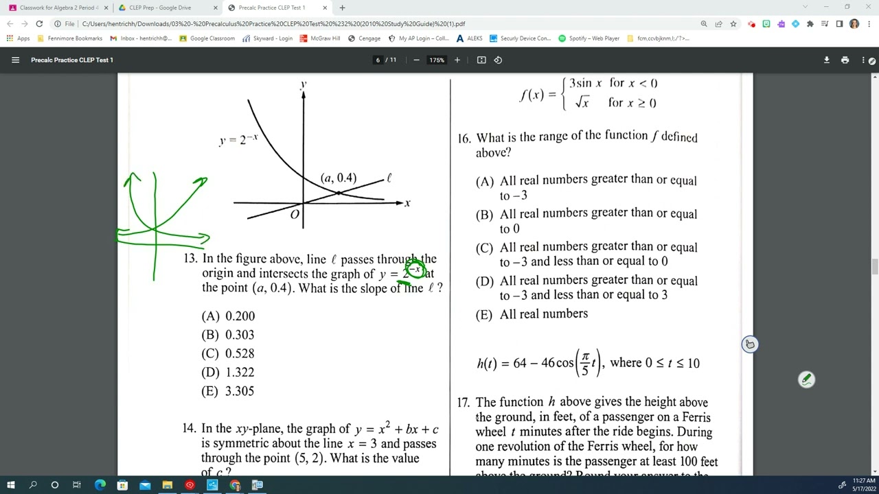 CLEP Prep (5/17) - PRECALC