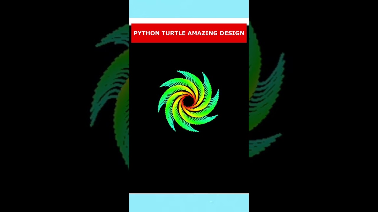 Python turtle graphics code-Spiral colorful design.