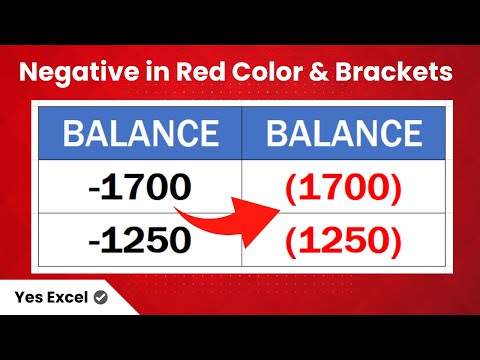 Display Negative Numbers in Red Color and in Brackets in Excel