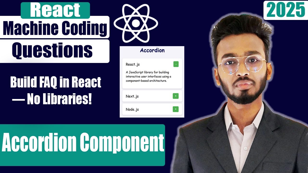 Accordion component in React js | React machine coding interview questions | 2025 #react #javascript