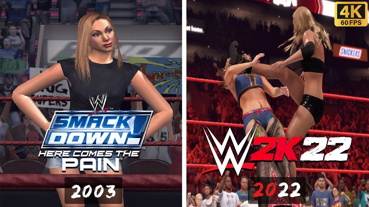 Stacy Keibler Stand Back Pack DLC | WWE 2K22 & WWE Smackdown ! Here Come The Pain Comparison | PC