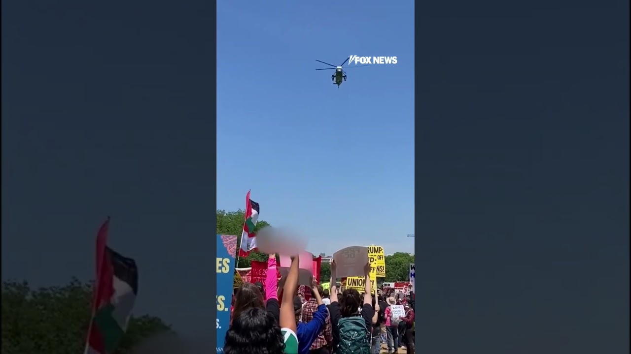 Marine One flies over May Day protesters #foxnews #news #us #fox