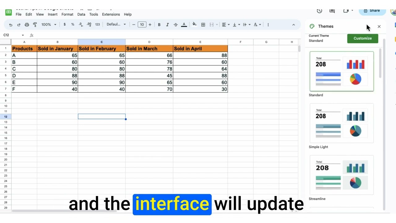 Google Sheets - Format - Using Theme in Google Sheets
