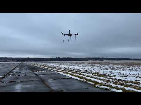 UB WINGS 4039 heavy-duty UAV in flight at Griffiss Airport