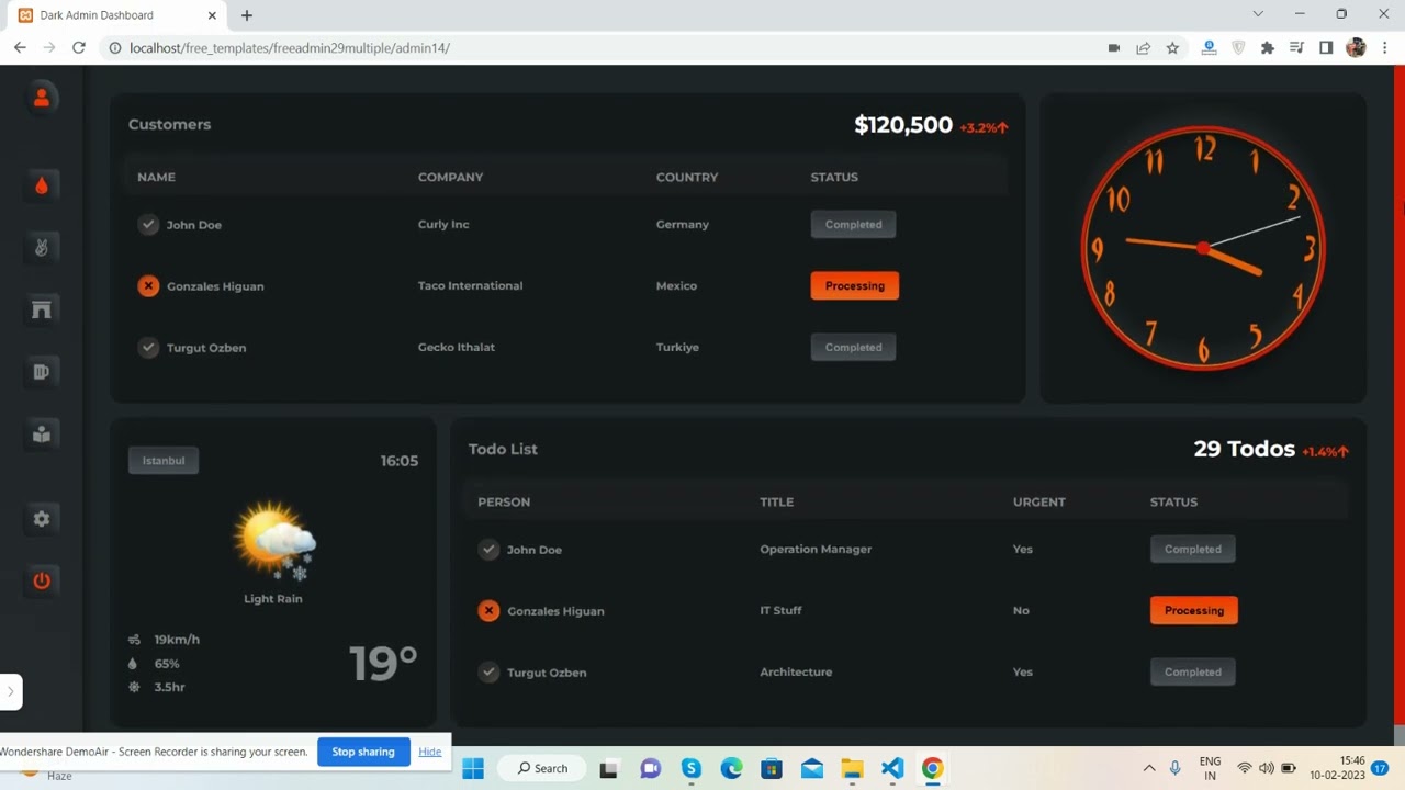 Free Dark Admin Dashboard Template 17