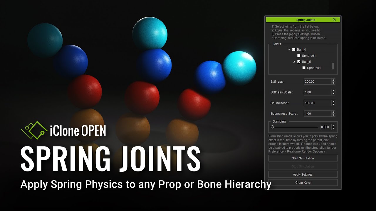 Spring Joints: Apply Spring Physics to any Prop or Bone Hierarchy - iClone Python Plugin (FREE)