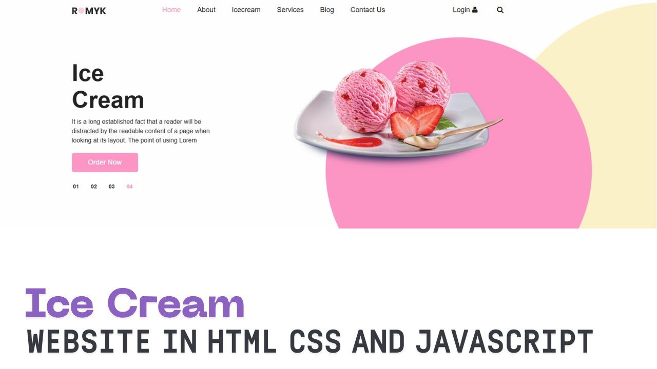How to create Ice Cream website in HTML CSS and Javascript | Source code