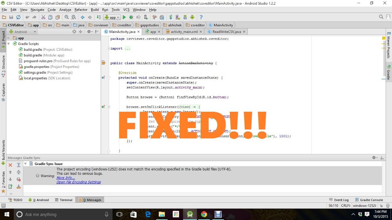 Solved -  java.lang.RuntimeException: Unable to instantiate activity ComponentInfo