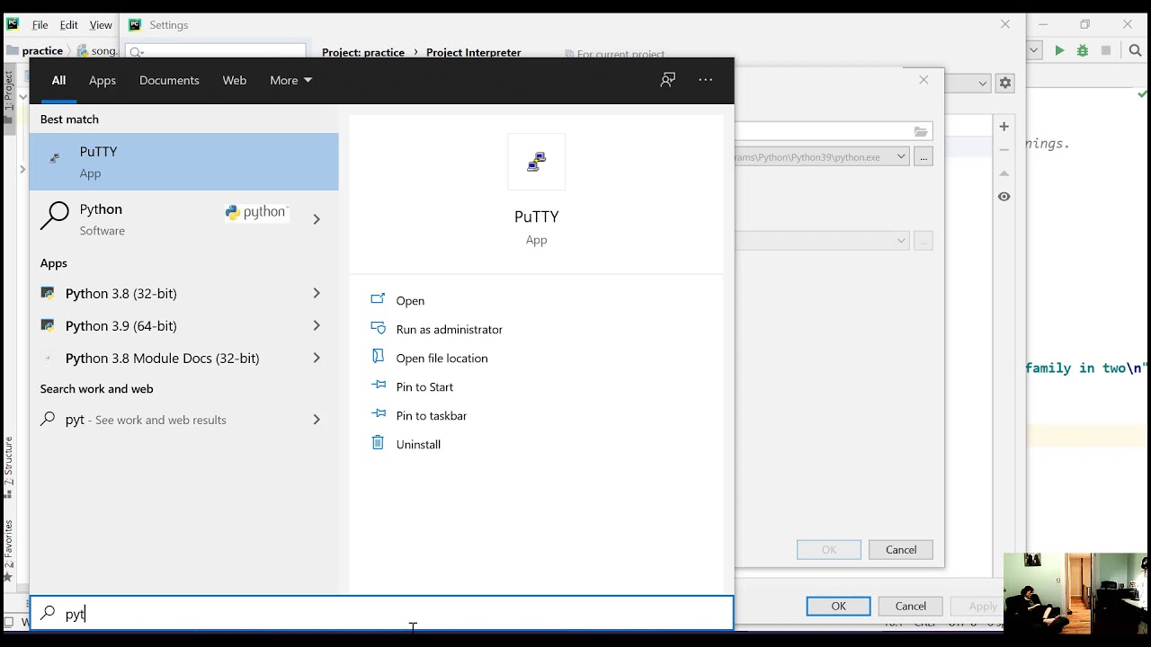 Fixing the no interpreter error in pycharm 2021