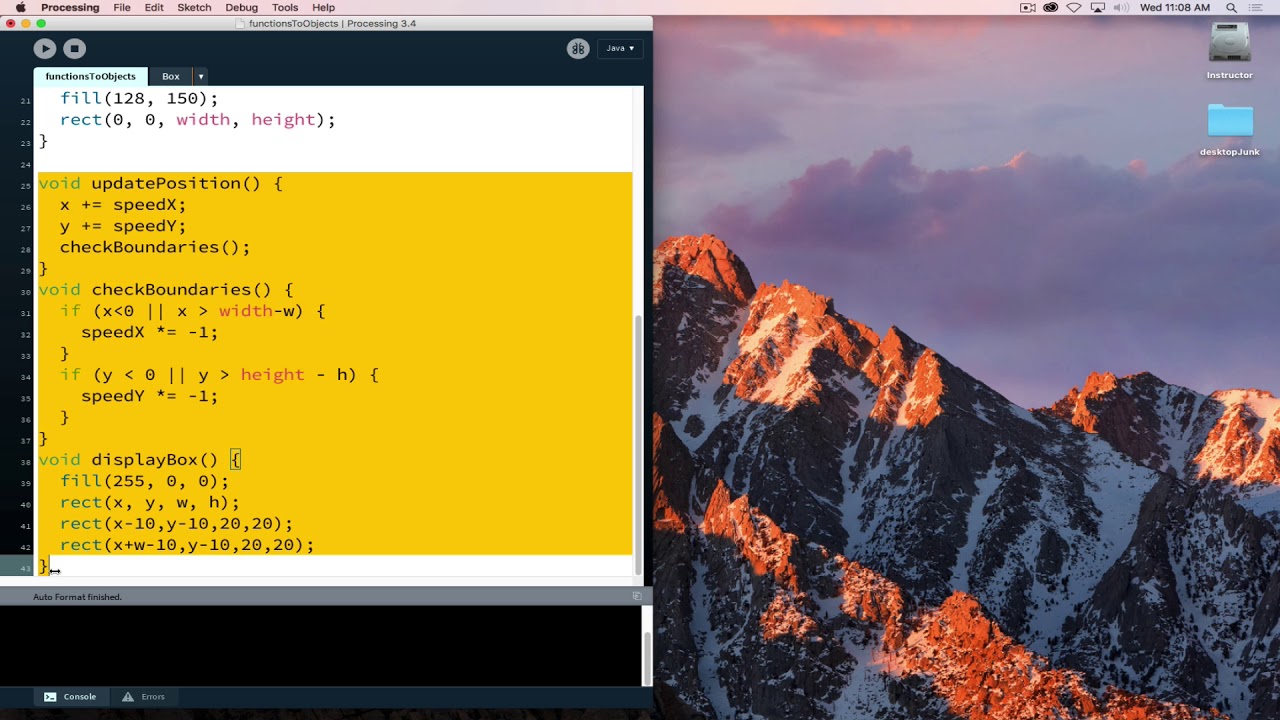 Programming Object Classes in Processing