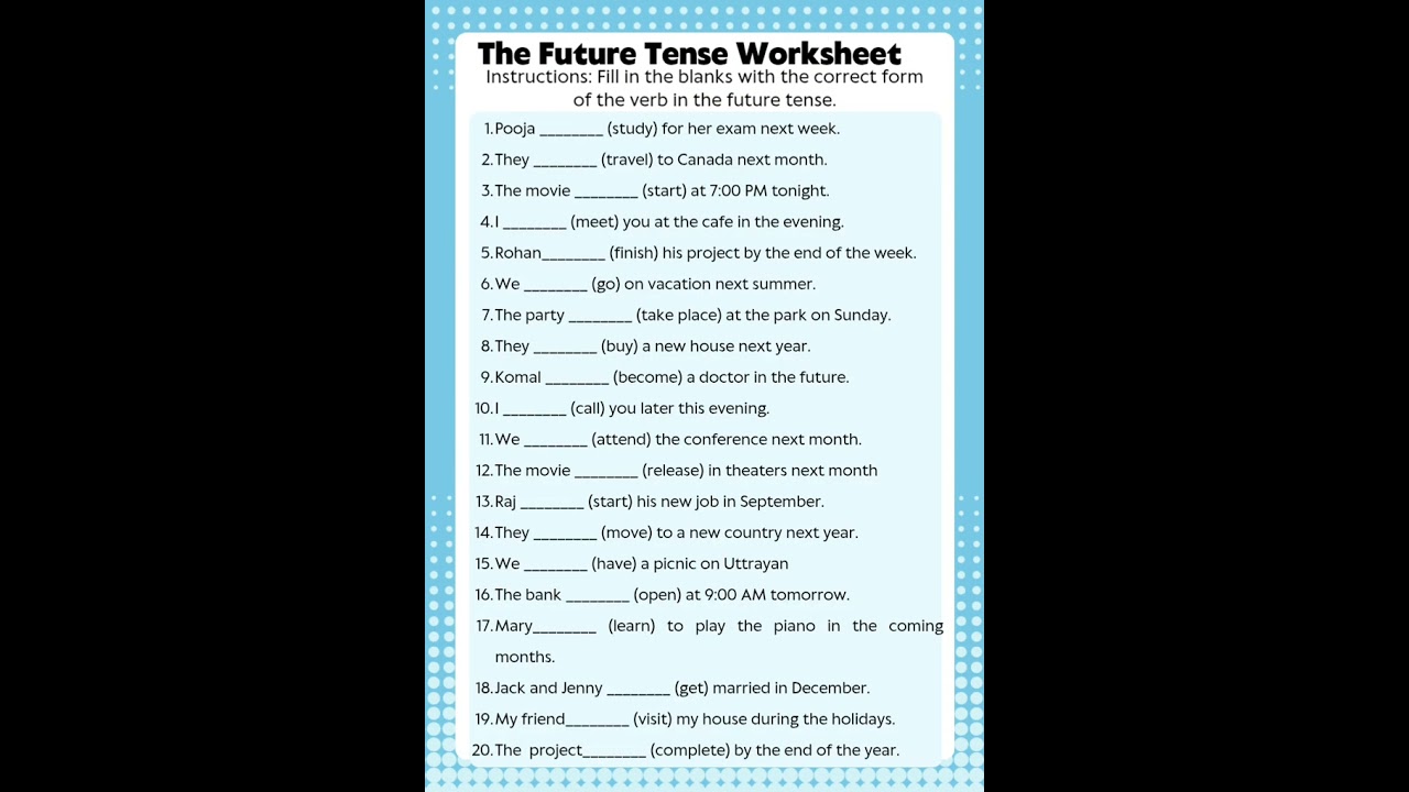 Quick Worksheet on Simple Future Tense | Practice Made Easy #learningenglishanytipsforbeginners