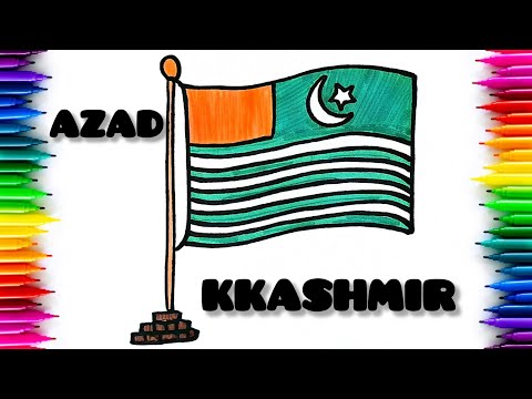 Kashmir day easy drawing | how to draw jammu and Kashmir flag | Kashmir ka jhanda