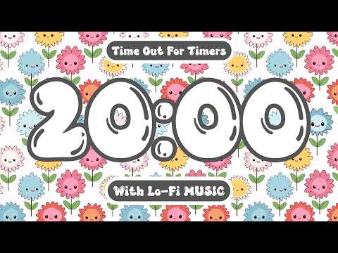 20 Minute CUTE KAWAII FLOWERS Countdown Timer with Relaxing Piano Music & Alarm for Calmdown