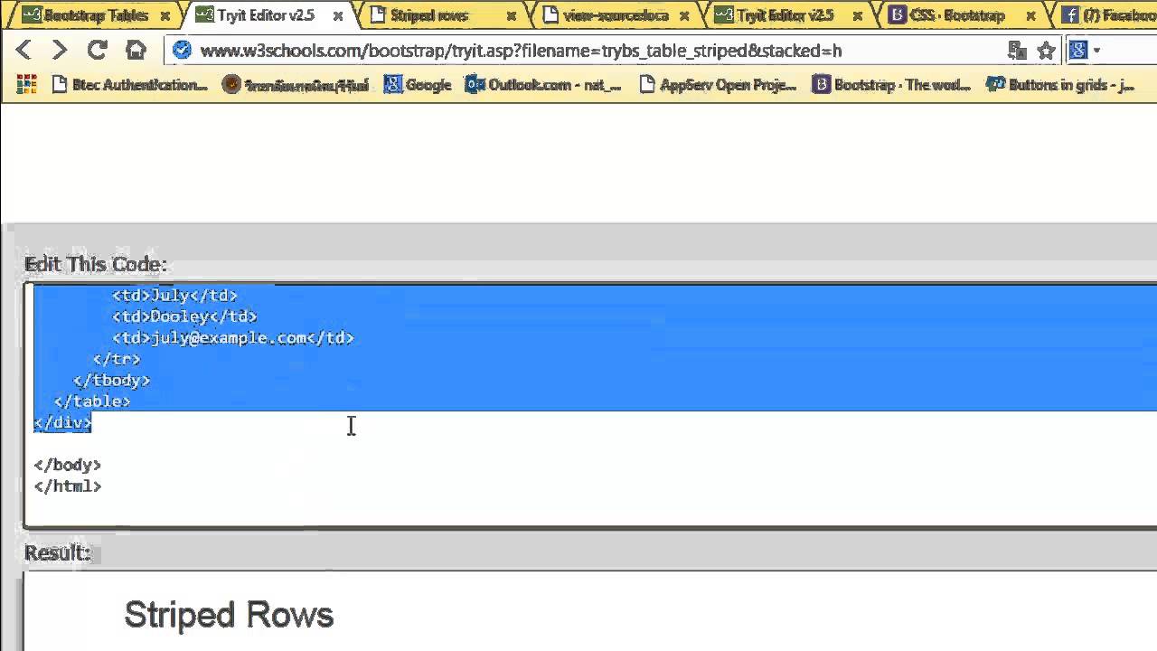 Bootstrap Tables Striped rows