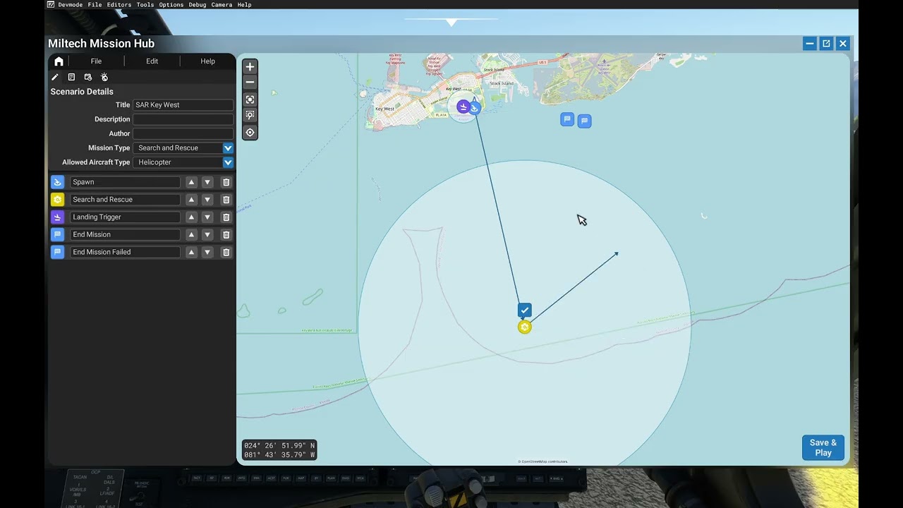 Miltech Mission Hub  - Creating a simple Search and Rescue Mission