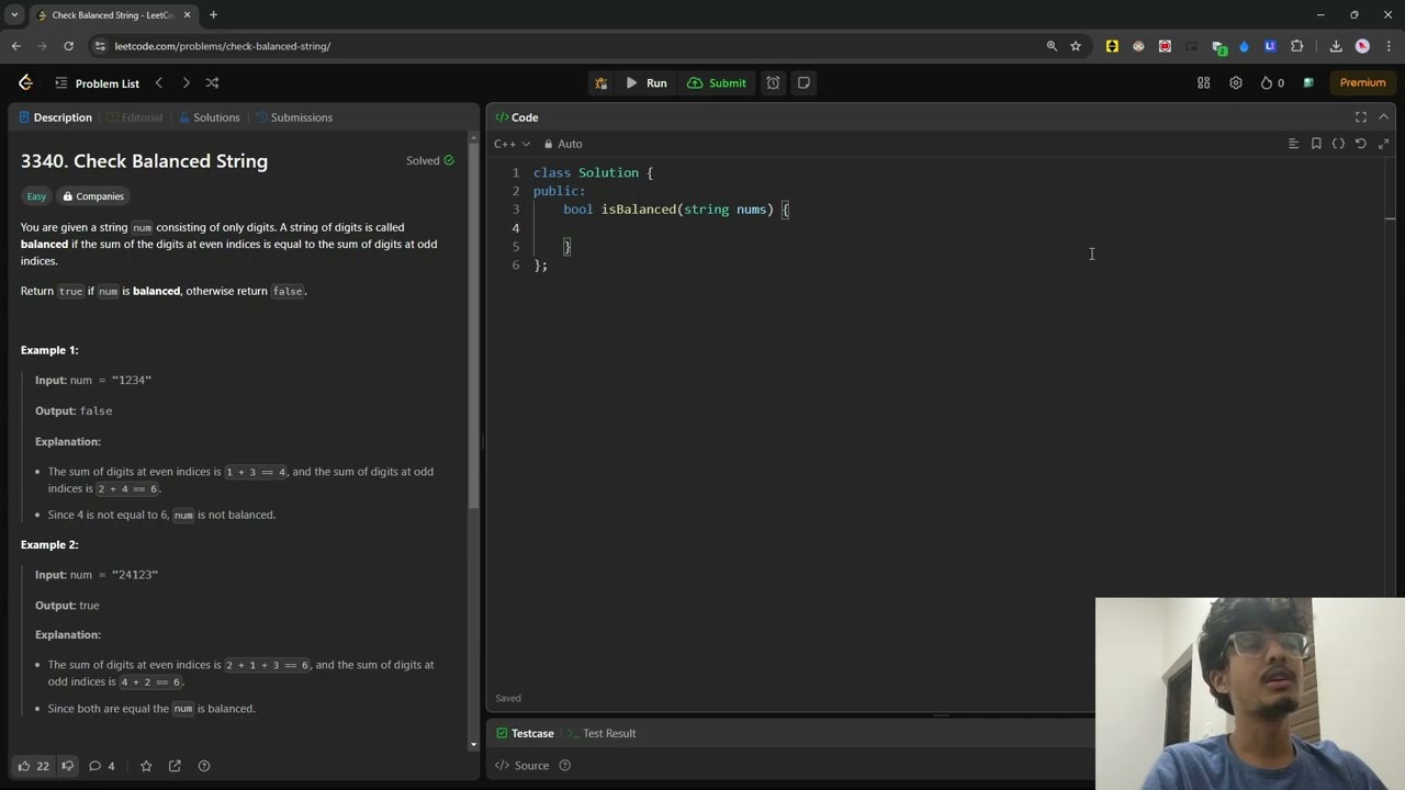 3340. Check Balanced String || C++ solution || LeetCode