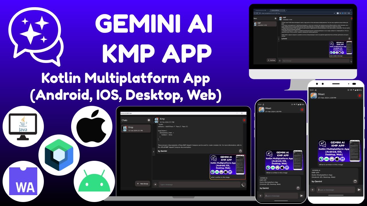 Gemini AI Kotlin Multiplatform App : Android, iOS, Windows, macOS, Linux & Web Platforms