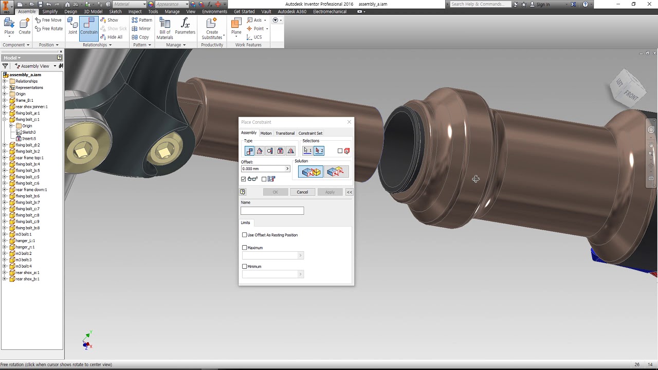 Inventor Assembly Straight Movements