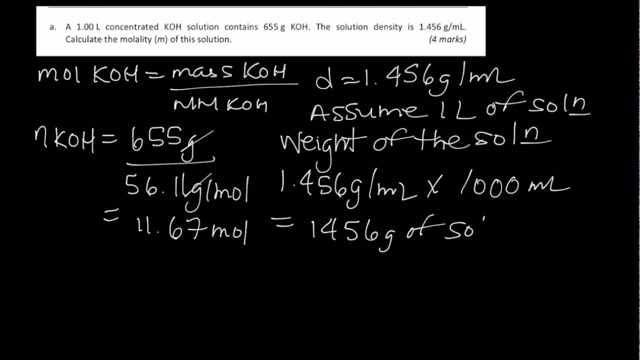 Calculating MOLALITY using DENSITY!