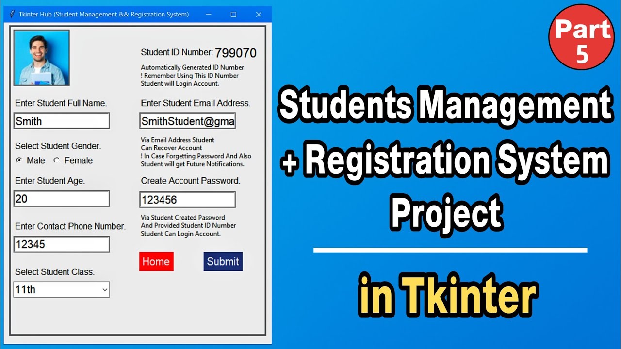 Python Tkinter Database Integration (SQLite3) | Student Registration Data (Part 5)