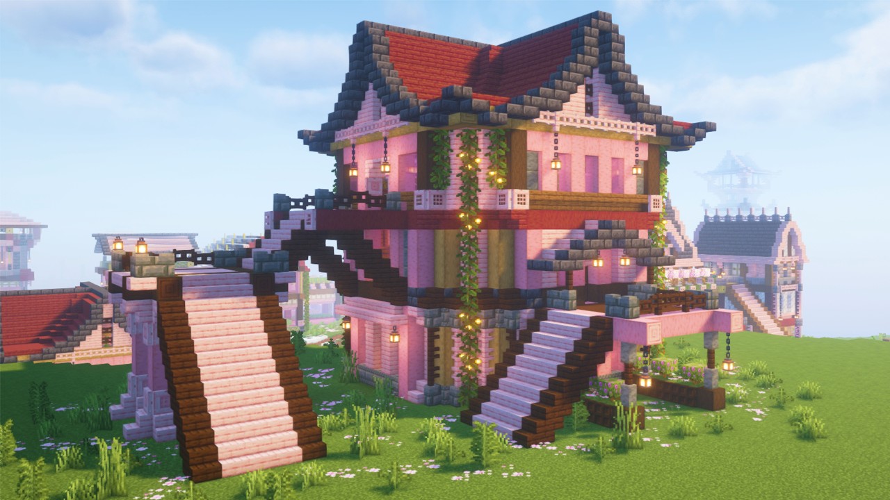 Minecraft: How to build Cherry Blossom Storage House - Tutorial ...