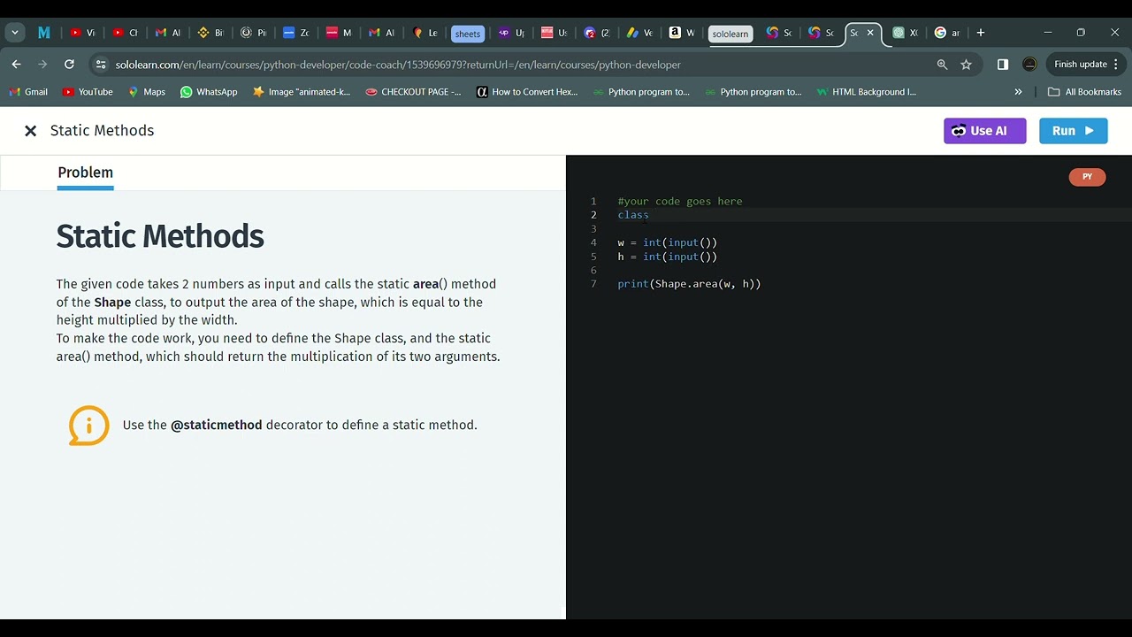 101 Static Methods | Python Developer | Sololearn