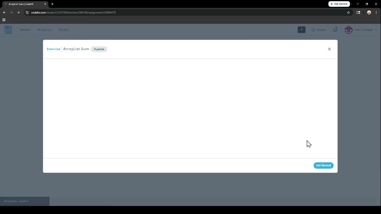 CodeHS Java Practice Work 3 (Array Lists Lvl 1, Strings Lvl 2, Math Lvl 2, )