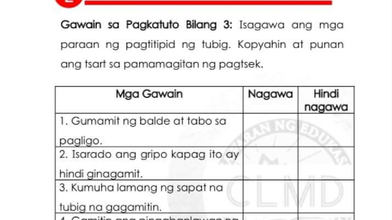 Paraan Ng Pagtitipid Ng Tubig - mga paksa