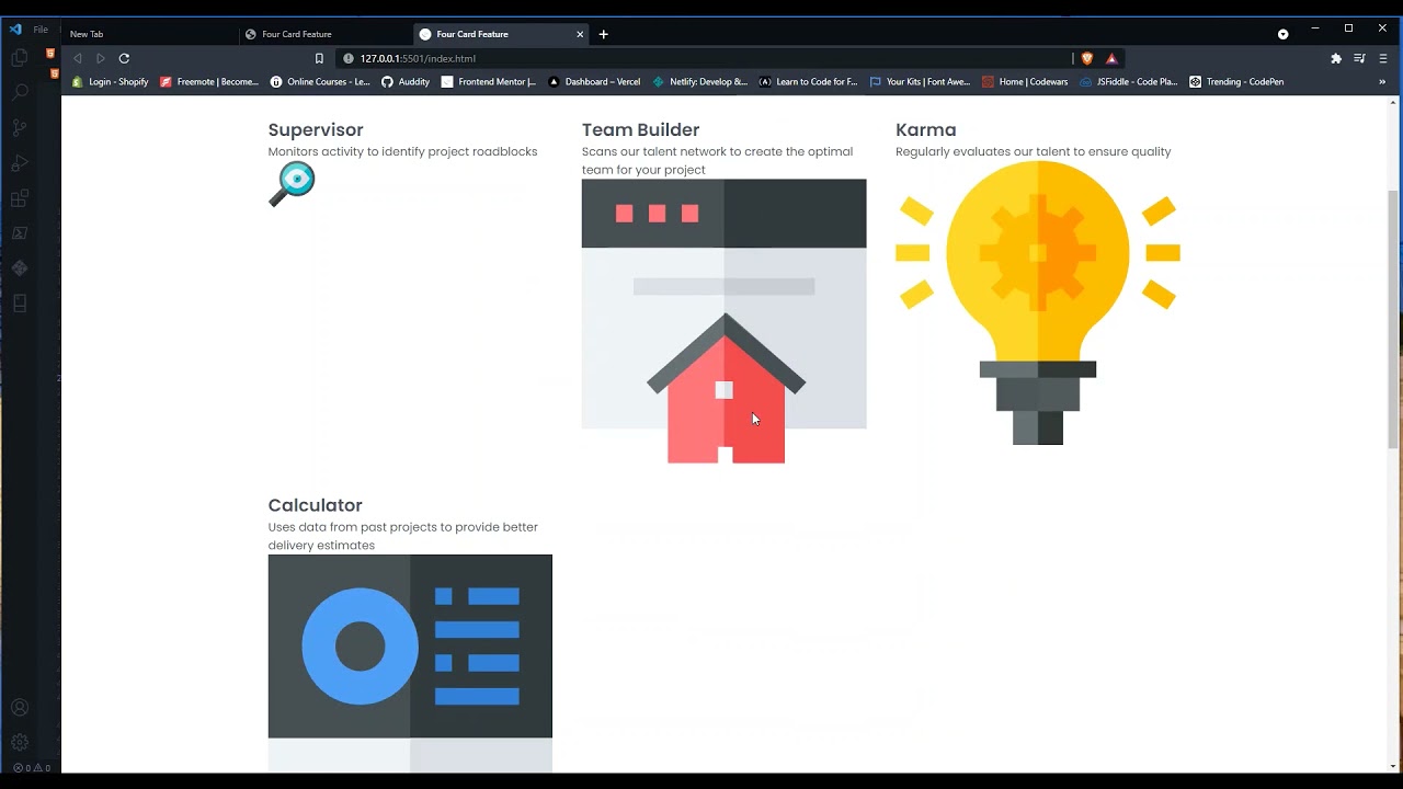 Frontend Mentor Challenge | Four Card Feature | CSS Grid