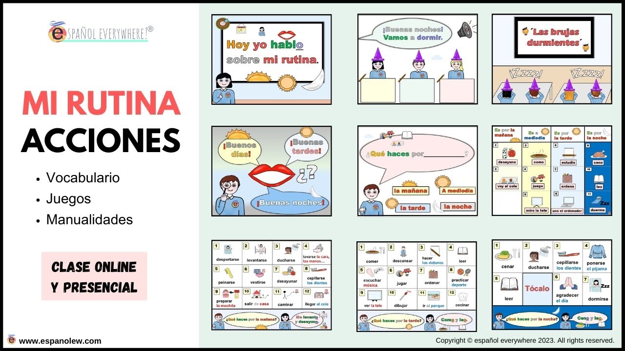 💡LA RUTINA DIAIRA- Vocabulario, juegos y manualidades. CLASE ESPAÑOL NIÑOS.