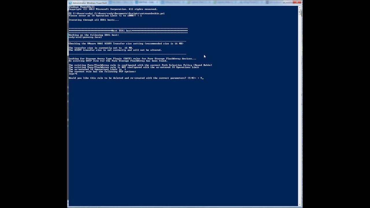 Pure Storage PowerCLI Best Practices Script