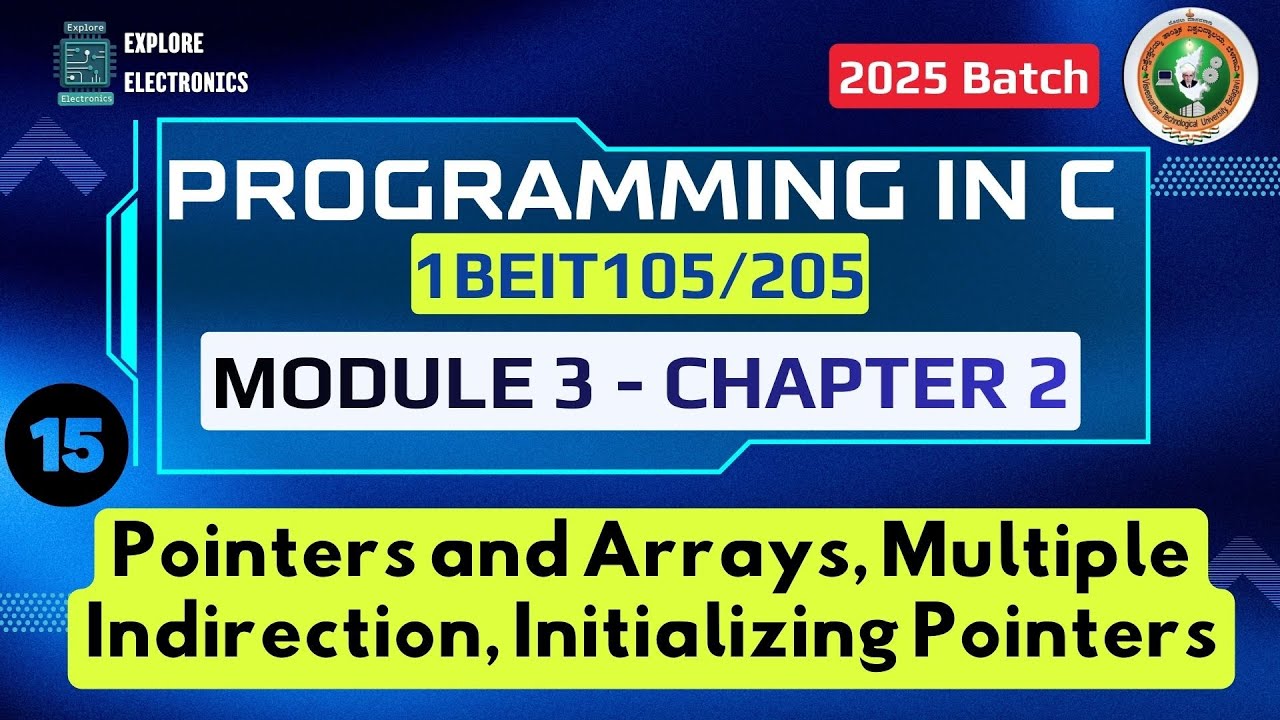 Module 3 C2 Pointers and Arrays, Multiple Indirection, Initializing Pointers | Programming in C