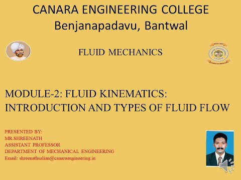 VTU FM 18ME43 M2 L1Fluid kinematics and Types of fluid flow