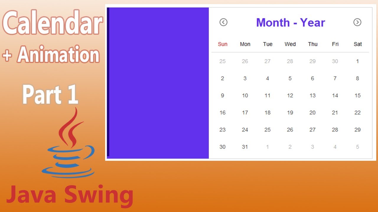 Java Swing - Calendar ( Part 1 )