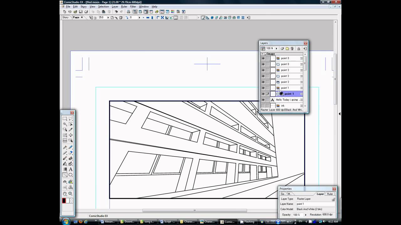 demo Test Drawing building using comic studio ex