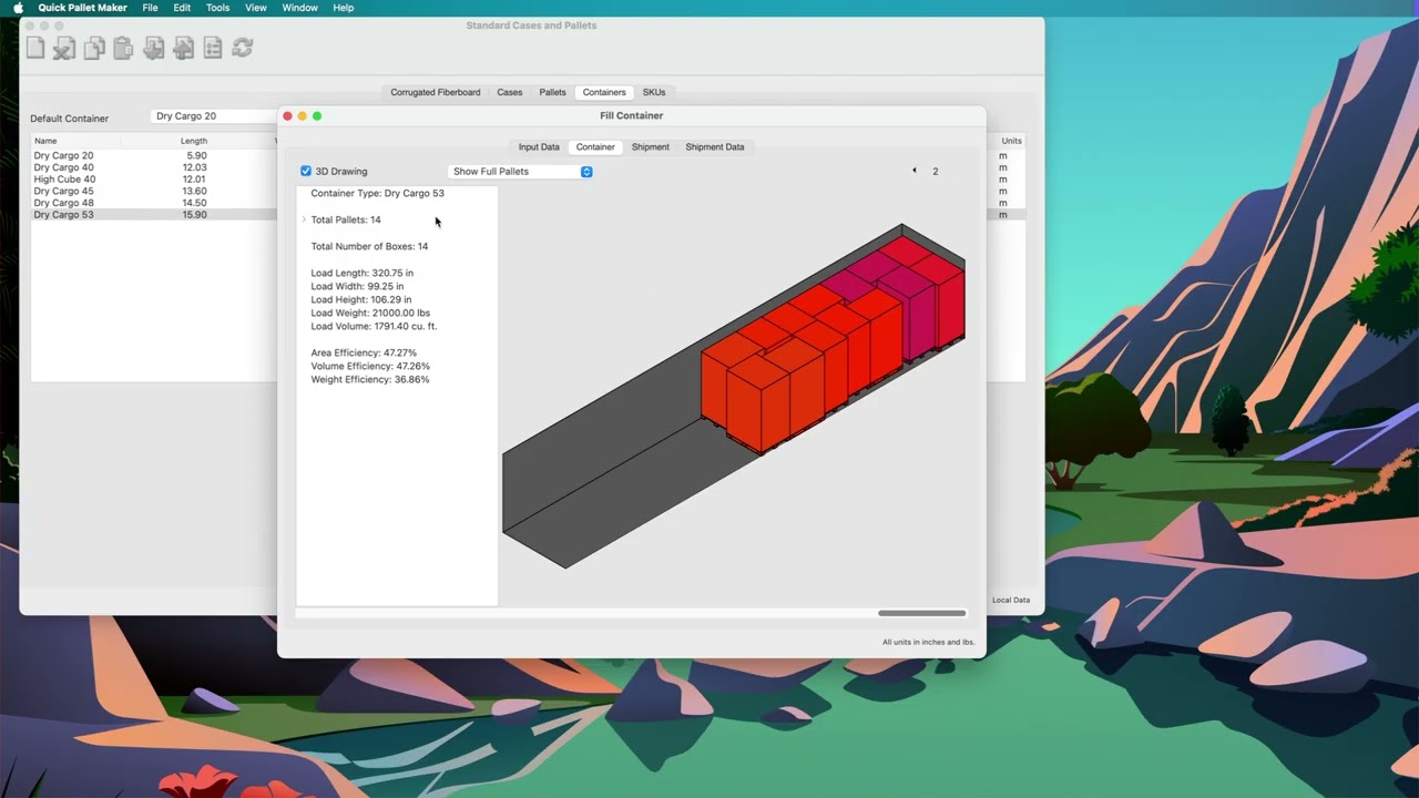 Quick Pallet Maker Example 199 - Pallet in Container Algorithm
