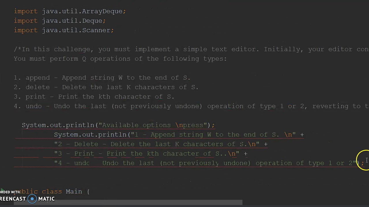 Java Stack -Text Editor -Part 1-HackerRank