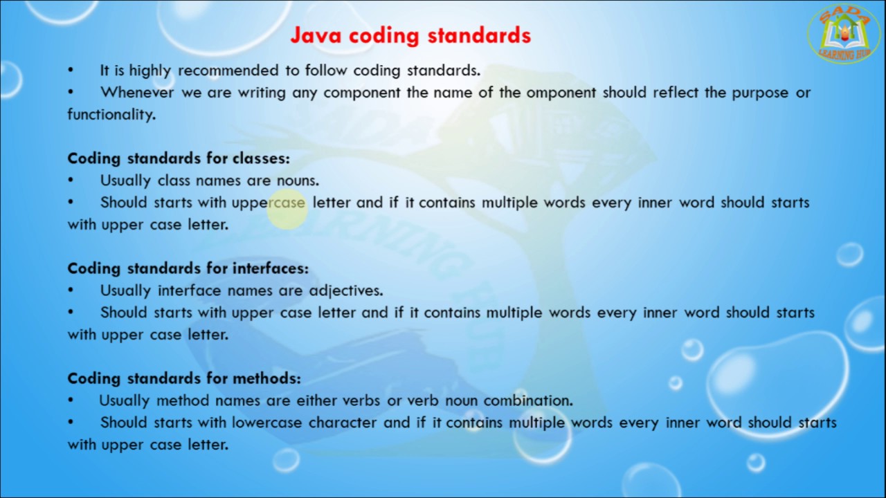 Lesson - 14 : Core Java Basics - Coding Standards In Java Programming Language